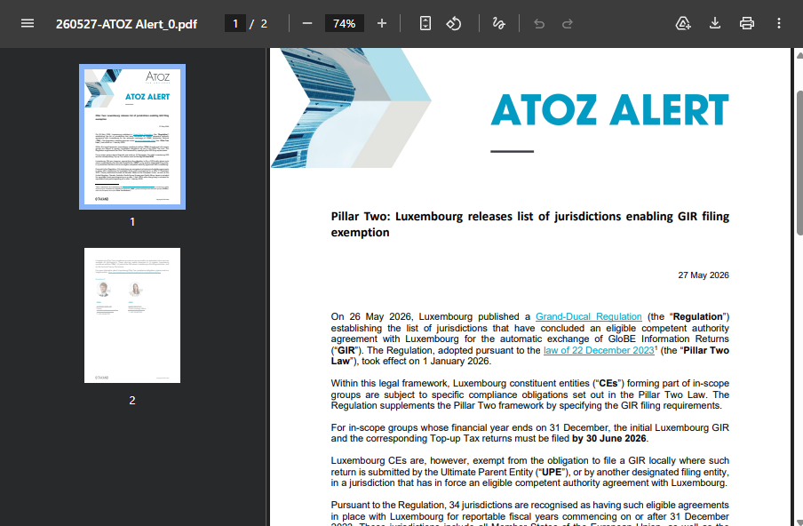Pillar Two: Luxembourg Releases List Of Jurisdictions Enabling GIR ...
